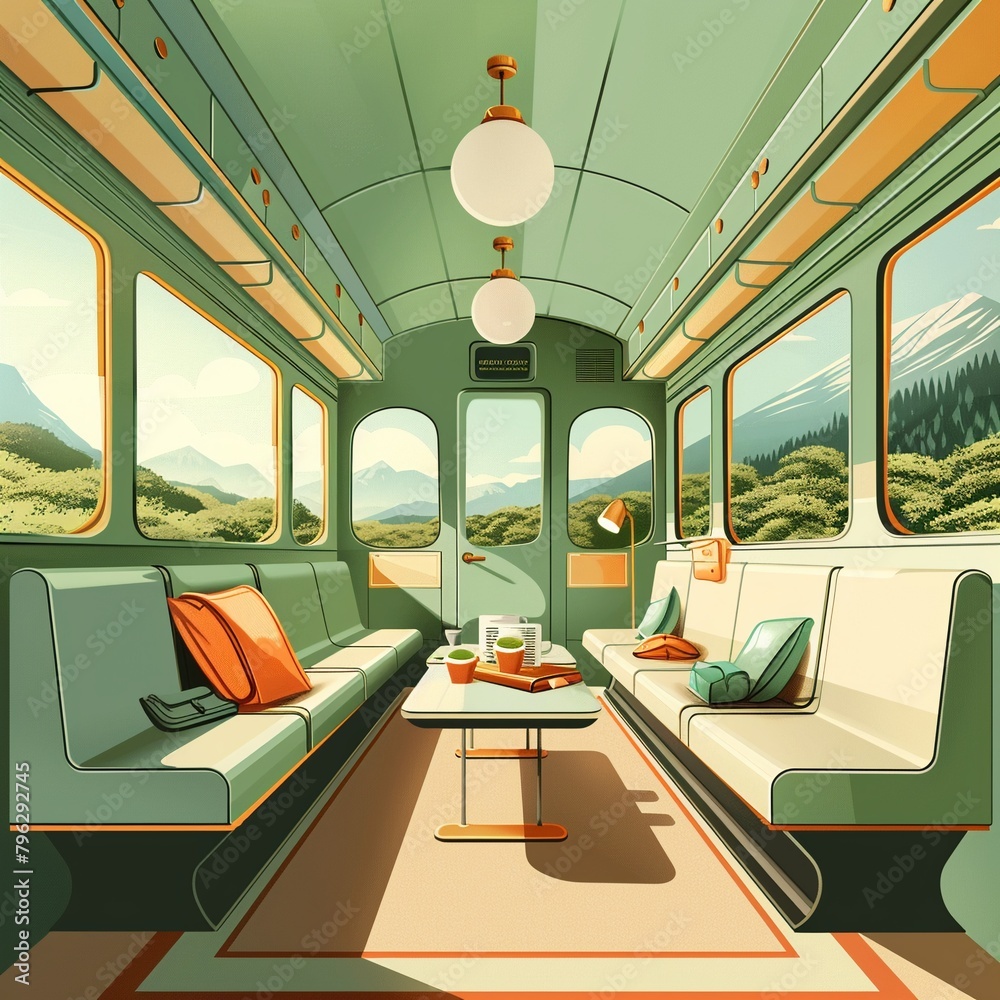 Design an illustration of a vintage train travel agency, perfect for ...