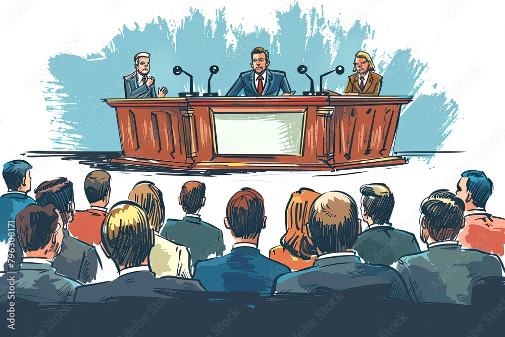 Cartoon Illustration Politician Cartoon Hand Drawn Illustration with ...