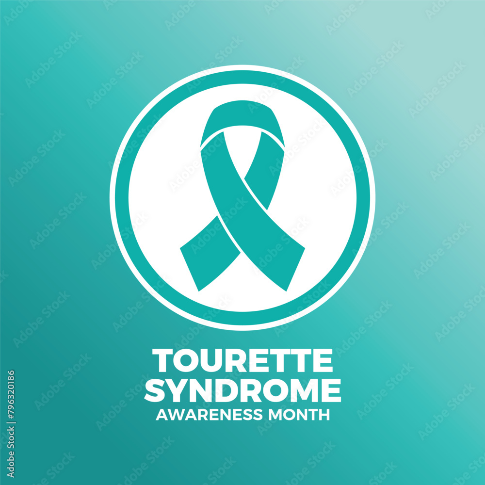 Tourette Syndrome Awareness Month poster vector illustration. Teal ...