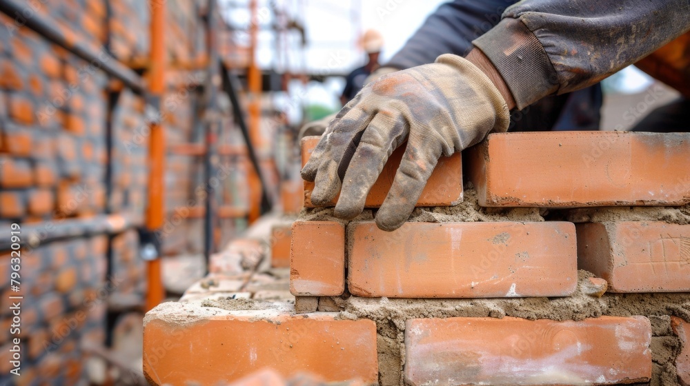 Against a backdrop of scaffolding and construction equipment a diverse ...