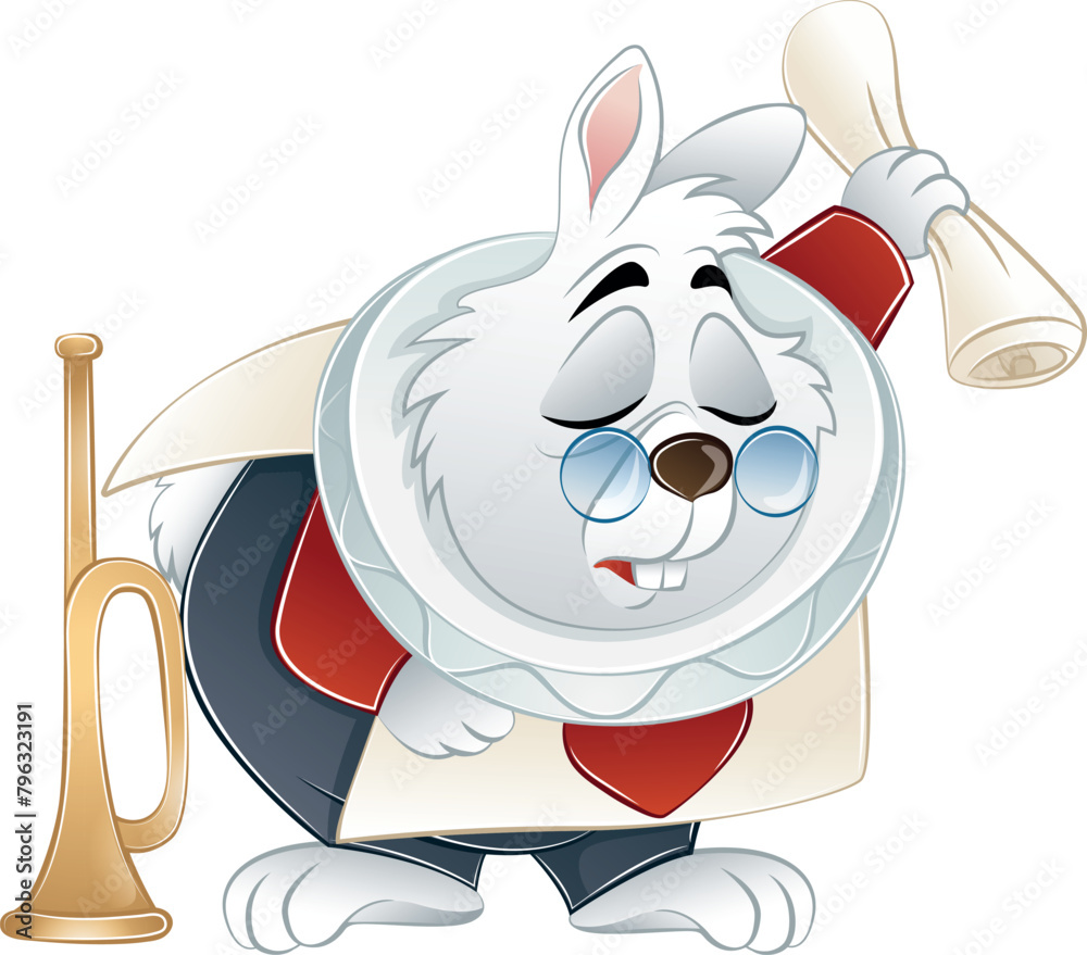rabbit from wonderland bowing with scroll of paper in its hand Stock ...