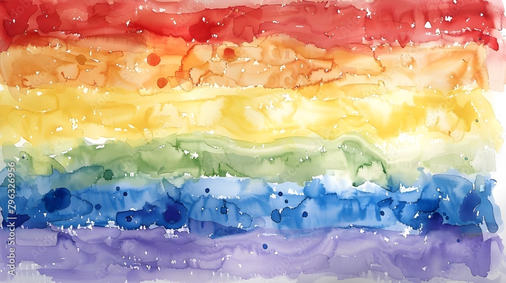 Hand painted watercolor pride day flag, Abstract painting background ...