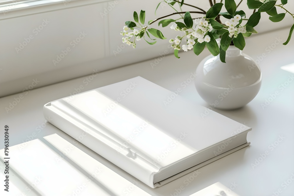 White Book Cover Mockup on White Background: Perfect for Design ...