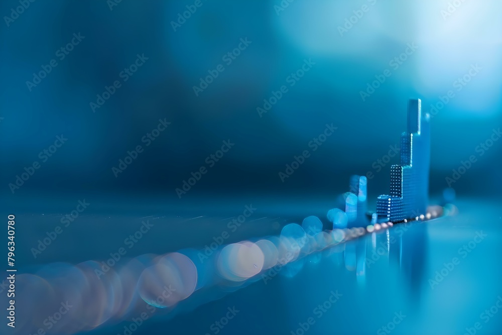 Closeup of stock graph rising against blue background symbolizing ...