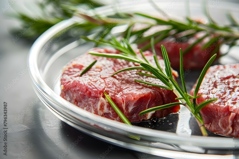 Artificial synthetic lab-grown meat in a petri dish as an alternative ...