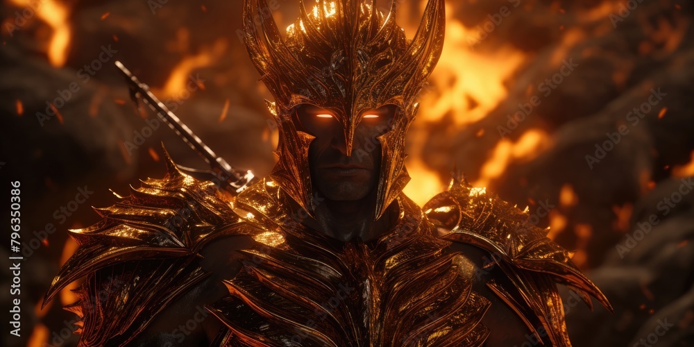 Intimidating portrayal of Ares, reflecting the harsh and unforgiving ...