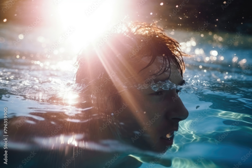 男, 男性, プール, 水中, 水泳, 泳ぐ男性, man, male, pool, underwater, swimming ...