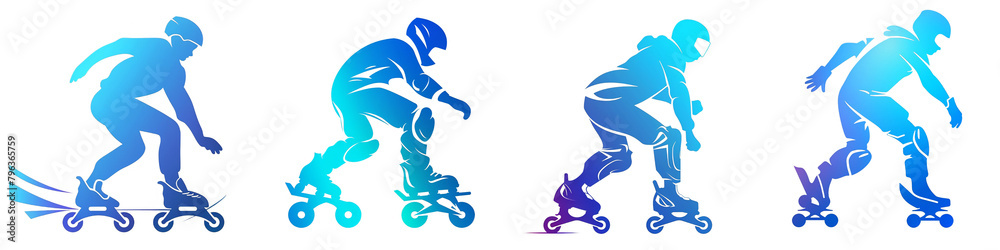 Rollerblading clipart collection, symbol, logos, icons isolated on ...