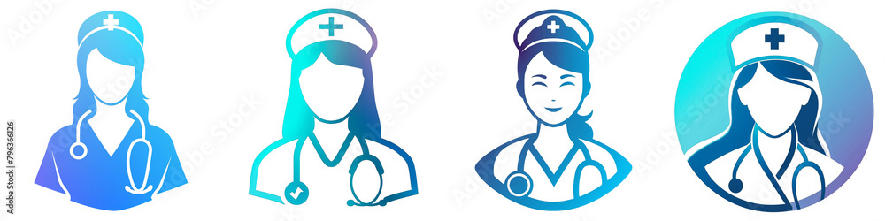 Nurse clipart collection, symbol, logos, icons isolated on transparent ...