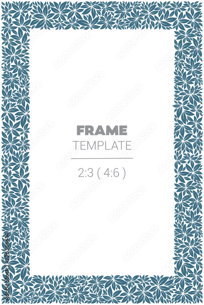 Vector temoplate wide frame composed of leaves. Aspect ratio 2:3 ...
