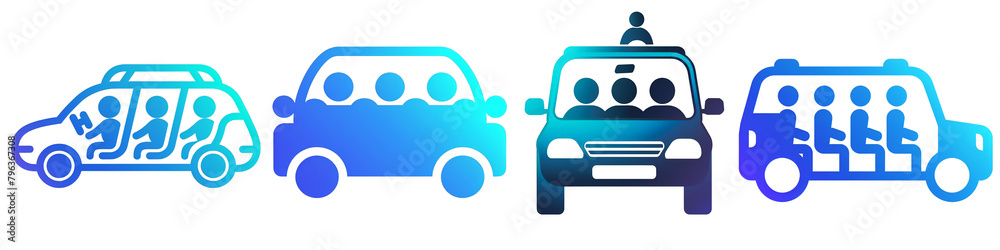 Carpooling clipart collection, symbol, logos, icons isolated on ...