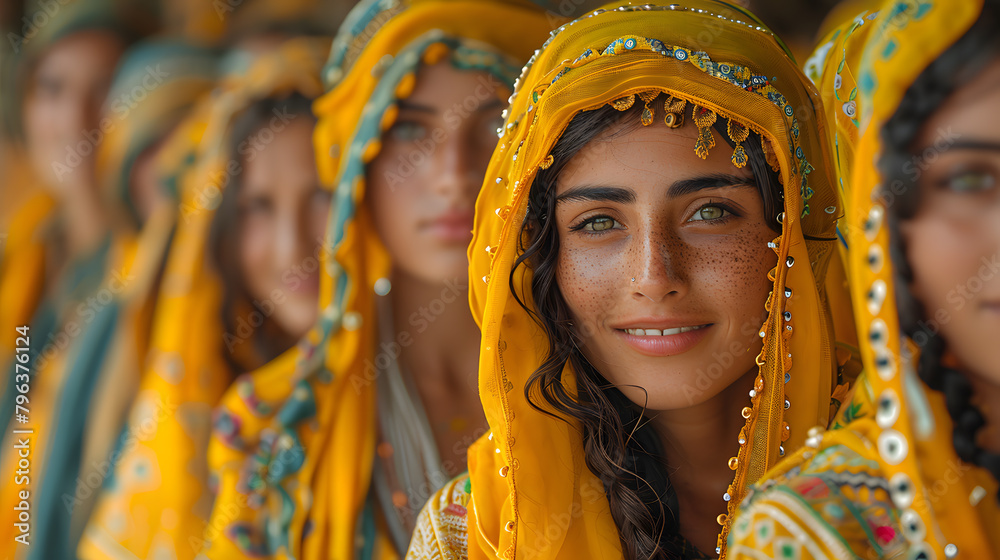 Unity in Diversity, Woman in Hijab Stands Out from Group, Highlighting ...