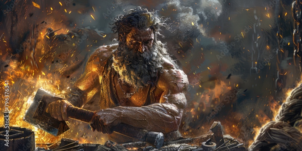 Iconic figure of Hephaistos, known as Vulcan in Roman mythology ...