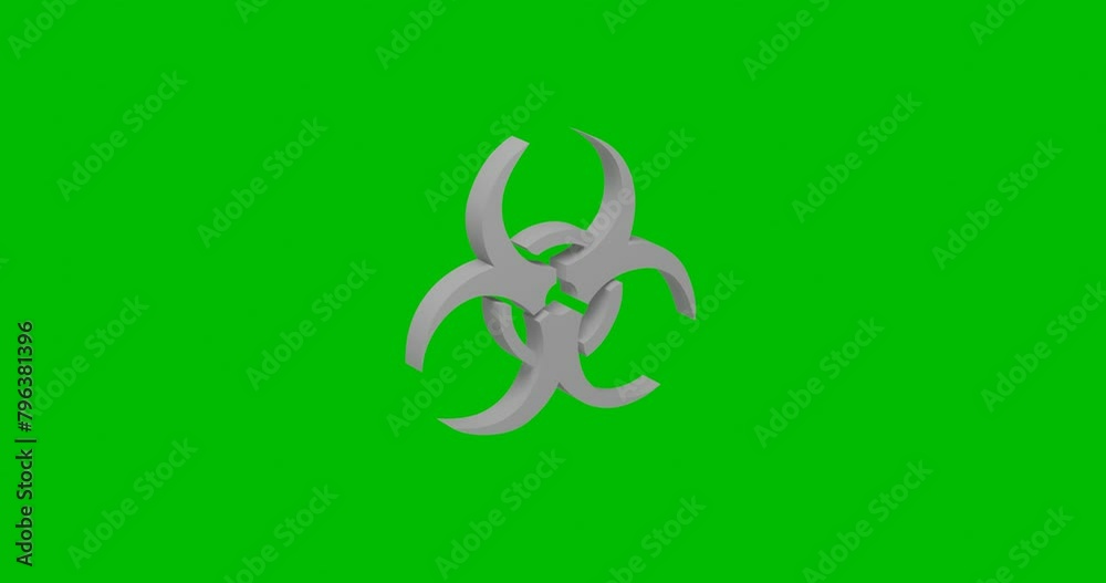 Animation of rotation of a white biohazard symbol with shadow. Simple ...