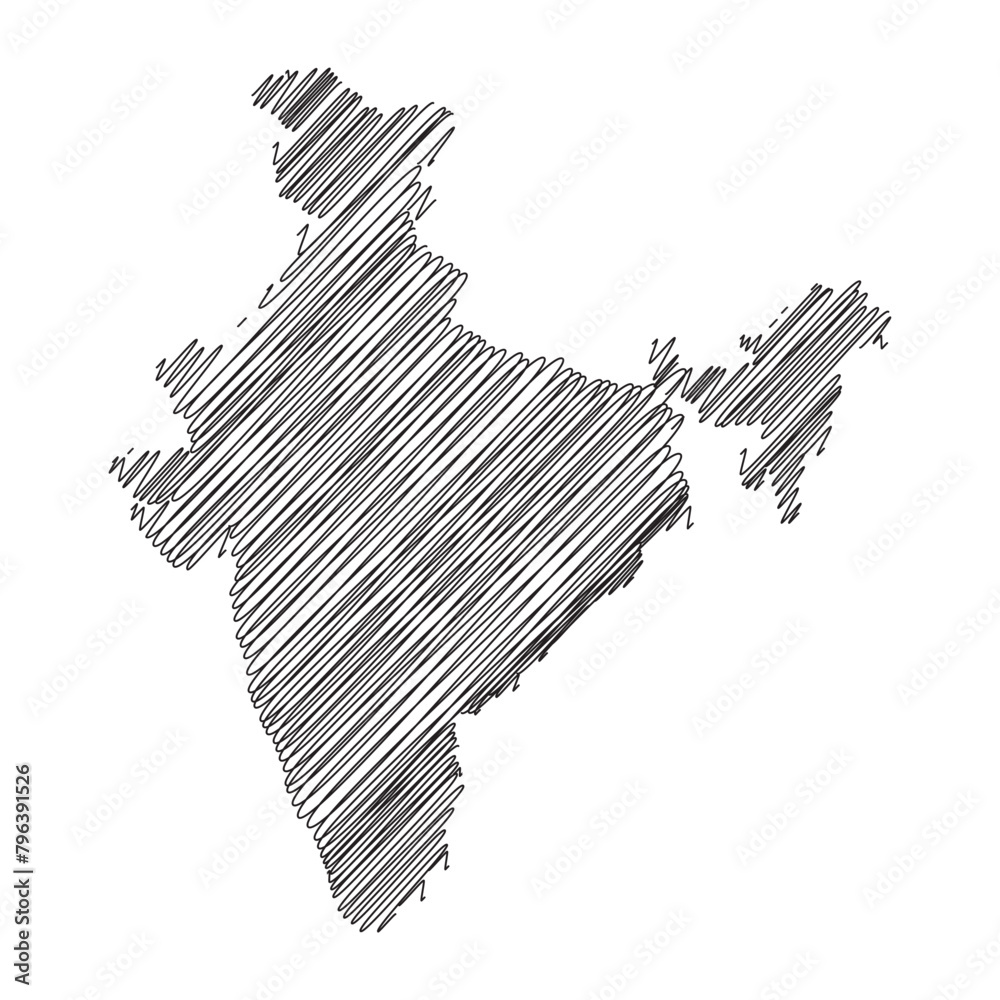 India thread map line vector illustration Stock Vector | Adobe Stock
