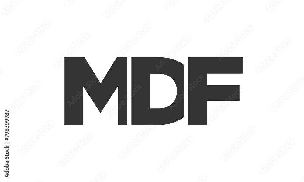 MDF logo design template with strong and modern bold text. Initial ...