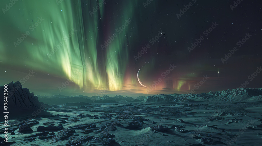 Polar Night Aurora. A spectacular display of the Aurora Borealis paints ...
