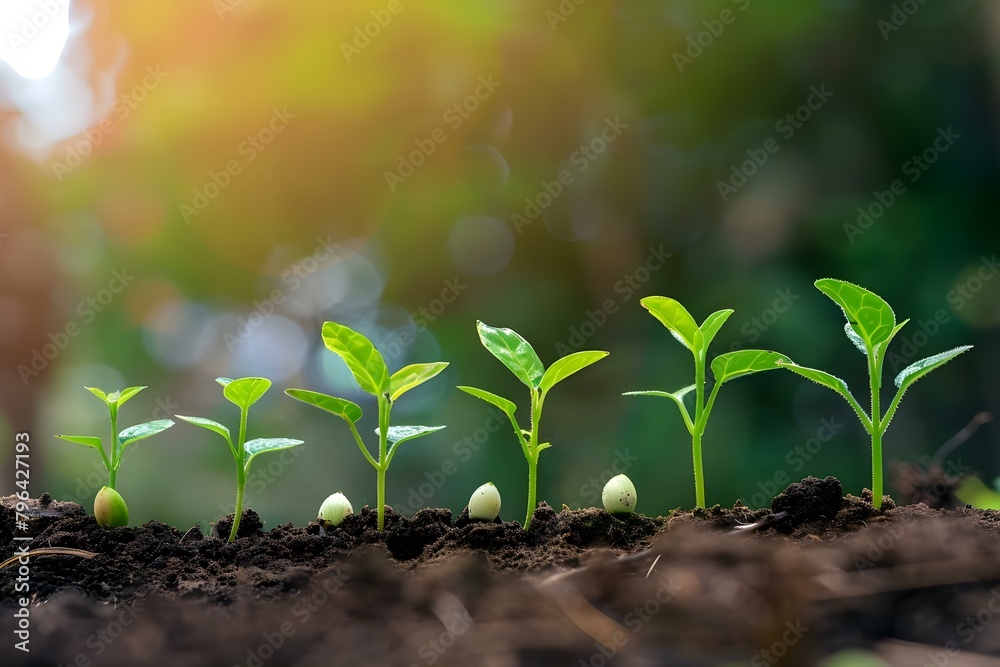 The natural progression of plant growth stages from seed to mature ...