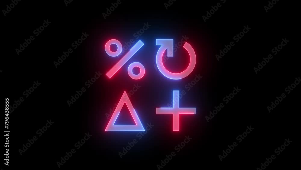 Neon tab more symbols icon blue red color glowing animated black ...