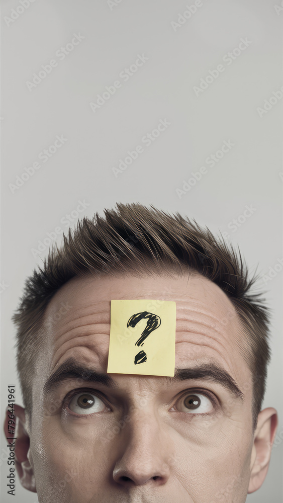 Puzzled Expression Question Mark Sticky Note Curiosity Confusion Copy ...