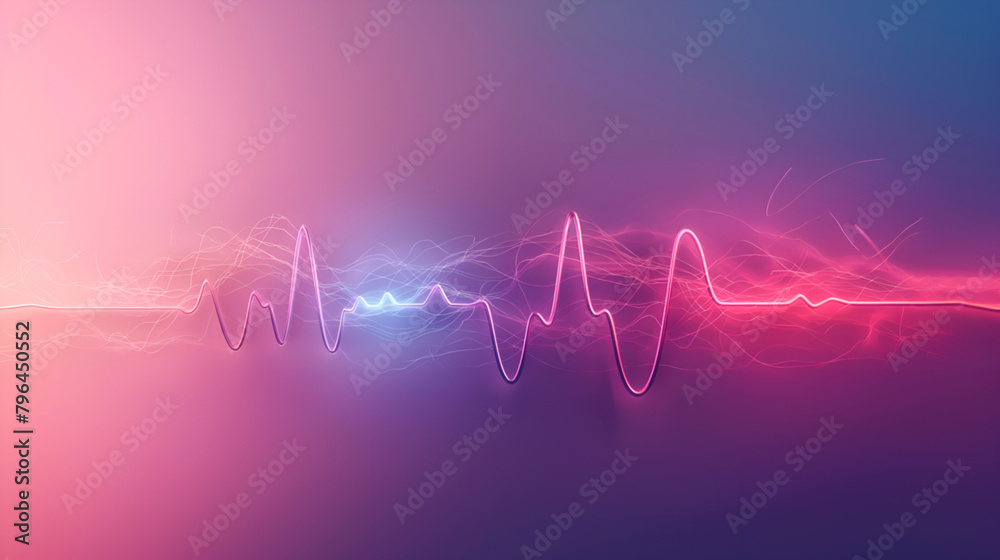 Heartbeat transitioning from cool to warm tones. Gradient EKG line from ...