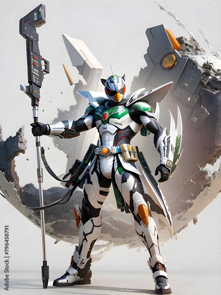 "Armor Rider White Tiger Lancer" is a rider who uses a spear as a ...