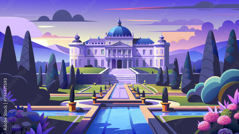 A palace with water .Grandeur and beauty: an architectural masterpiece ...