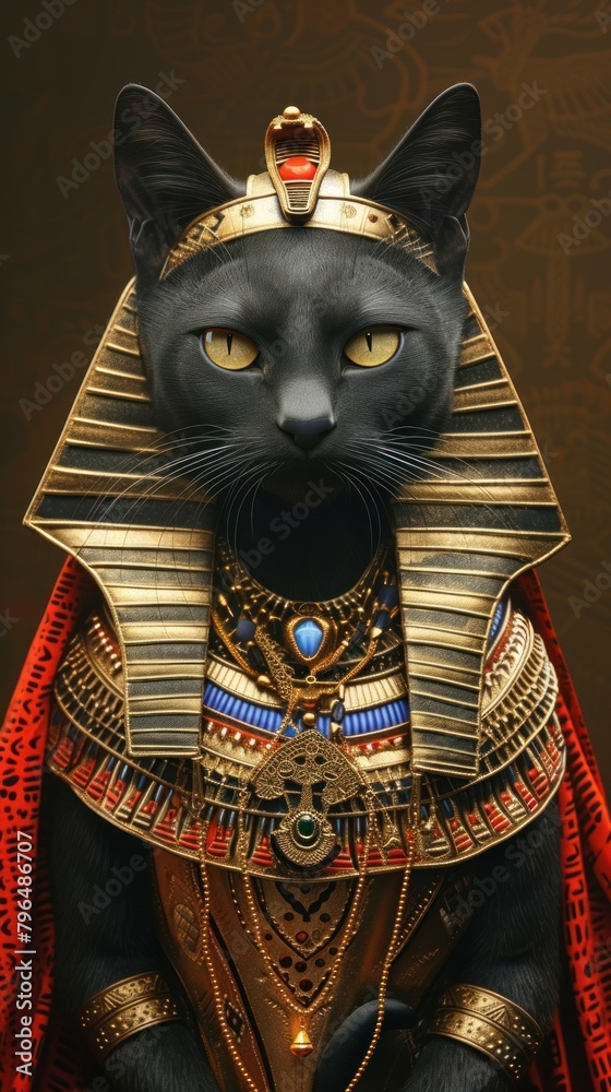 Cat costumes wearing Cleopatra surrealism wallpaper animal portrait ...