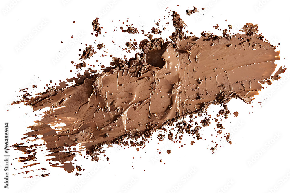 Wet mud, stains texture isolated on white, top view, clipping path ...