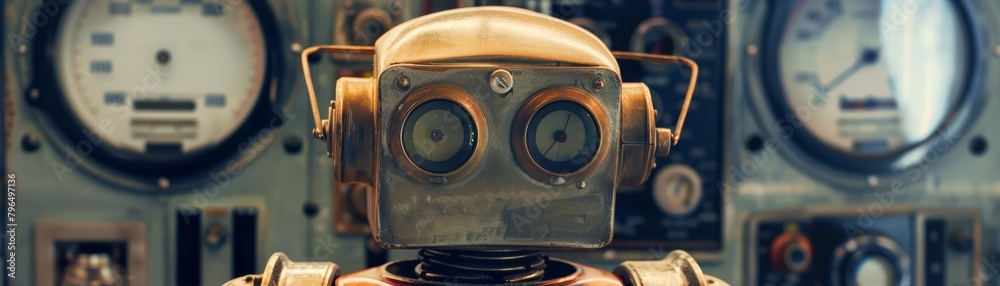 This retro robot, complete with rotary dials and analog gauges, was a ...