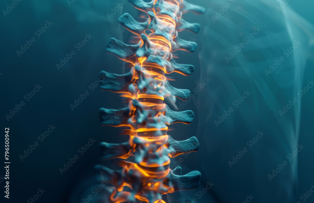 Spine, inflammation and back pain or injury x ray for vertebra pressure ...