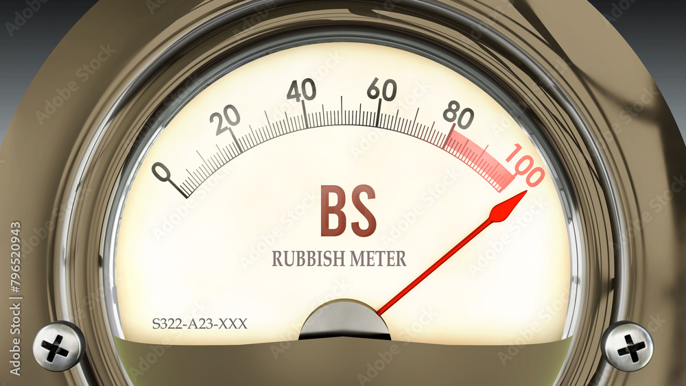 Bs and Rubbish Meter that is hitting a full scale, showing a very high ...
