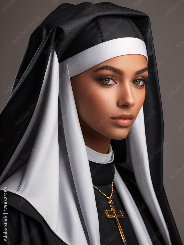 Stunning Pretty Sultry Glamorous Young Nun Combined Medieval And Modern ...