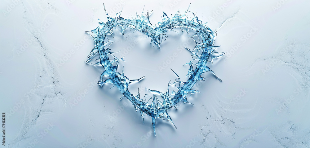 Stark depiction of a heart attack on a clinical white background, with ...