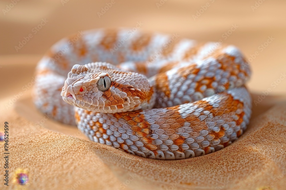 Sidewinder Rattlesnake: Moving across desert sand with characteristic ...
