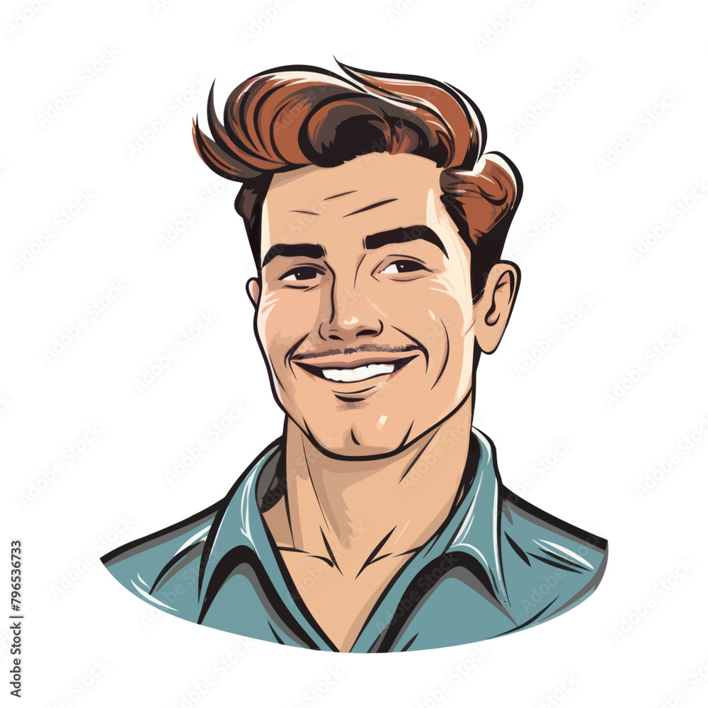 Comic portrait of a young smiling man. Cartoon vector Stock Vector ...