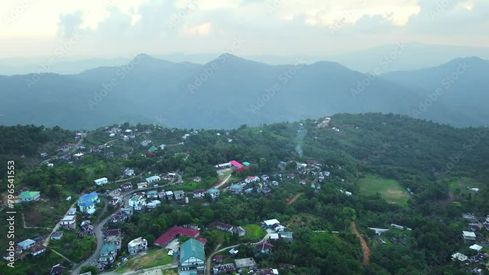 Aerial view of aizawl city capital of mizoram near solomon's temple in ...