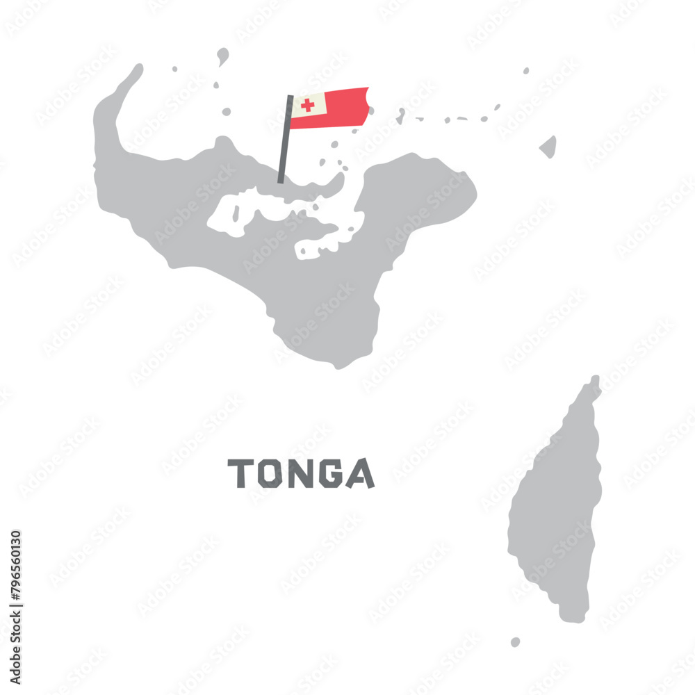 Tonga vector map illustration, country map silhouette with the flag ...