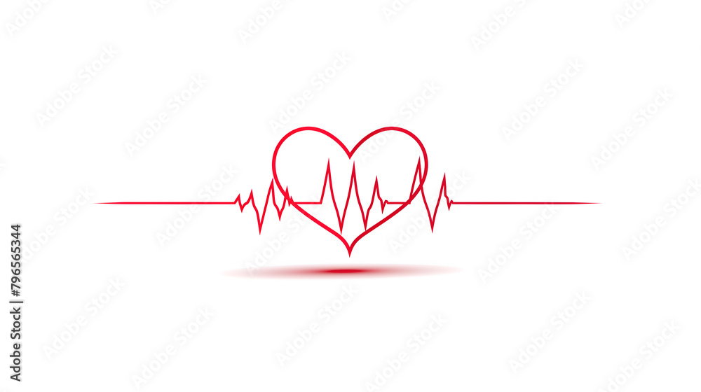 Heart shaped pulse on a clear background. Love and health symbol ...