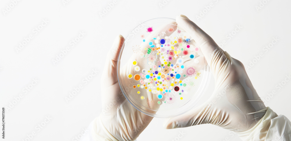Petri dish with various bacteria cultures culture media with bacteria ...