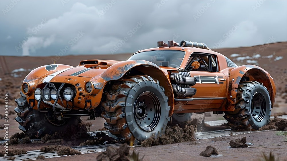 Reimagined classic muscle car transformed into a rugged construction ...