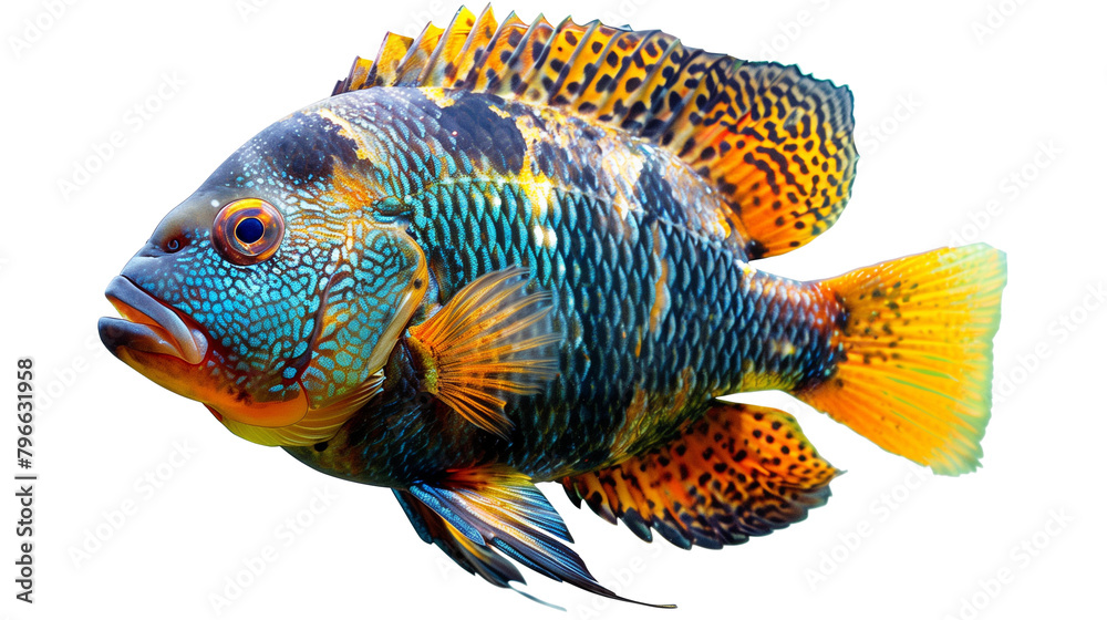 Colorful oscar river fish isolated on white background Stock Photo ...