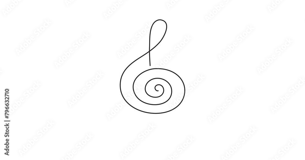 Treble clef one line art animation,hand drawn music continuous contour ...