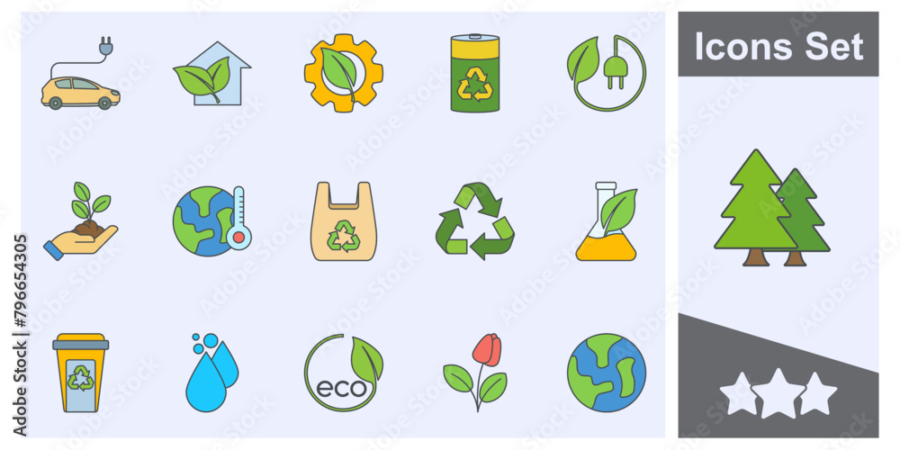 Ecology, Eco friendly, Environmental sustainability icon set symbol ...