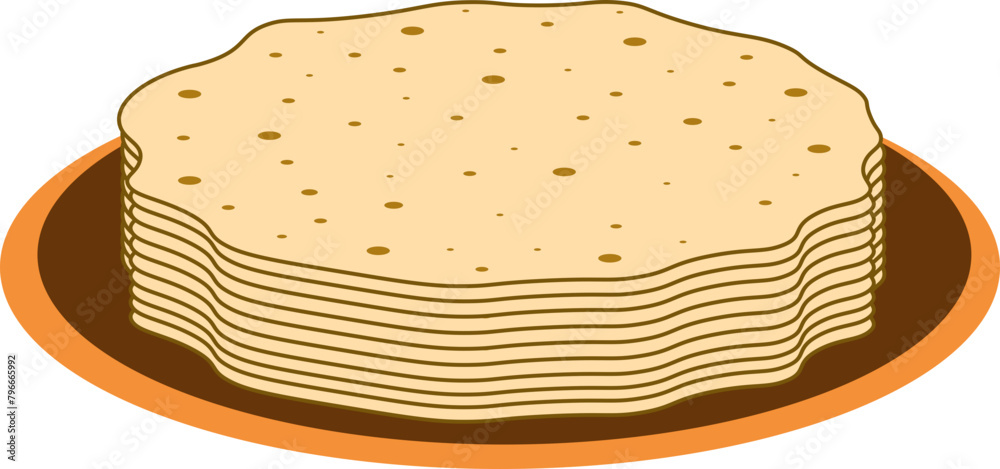 Papad indian food, Gujarati popular food for dinner. Vector ...