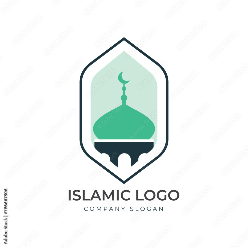 Islamic logo template, Ribbon islamic dome palace logo design template ...