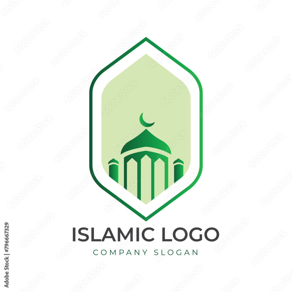 Islamic logo template, Ribbon islamic dome palace logo design template ...