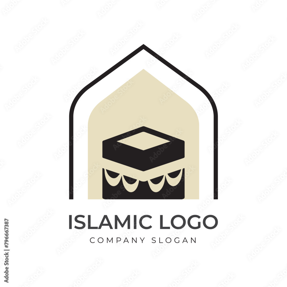 Islamic logo template, Ribbon islamic dome palace logo design template ...