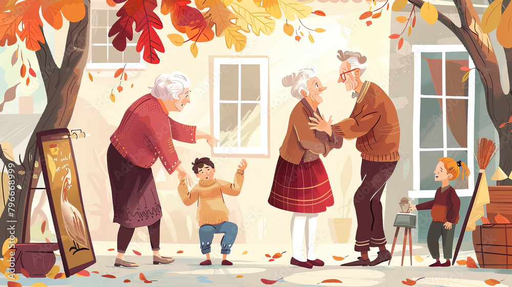 Depict the beauty of aging gracefully. Illustrate an elderly couple ...