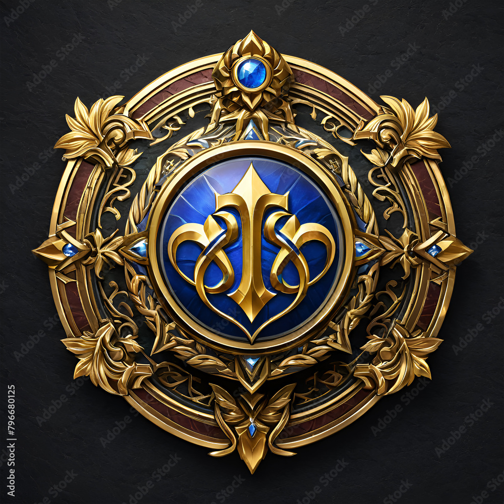 a logo with regal emblems and majestic symbols, representing a vast and ...